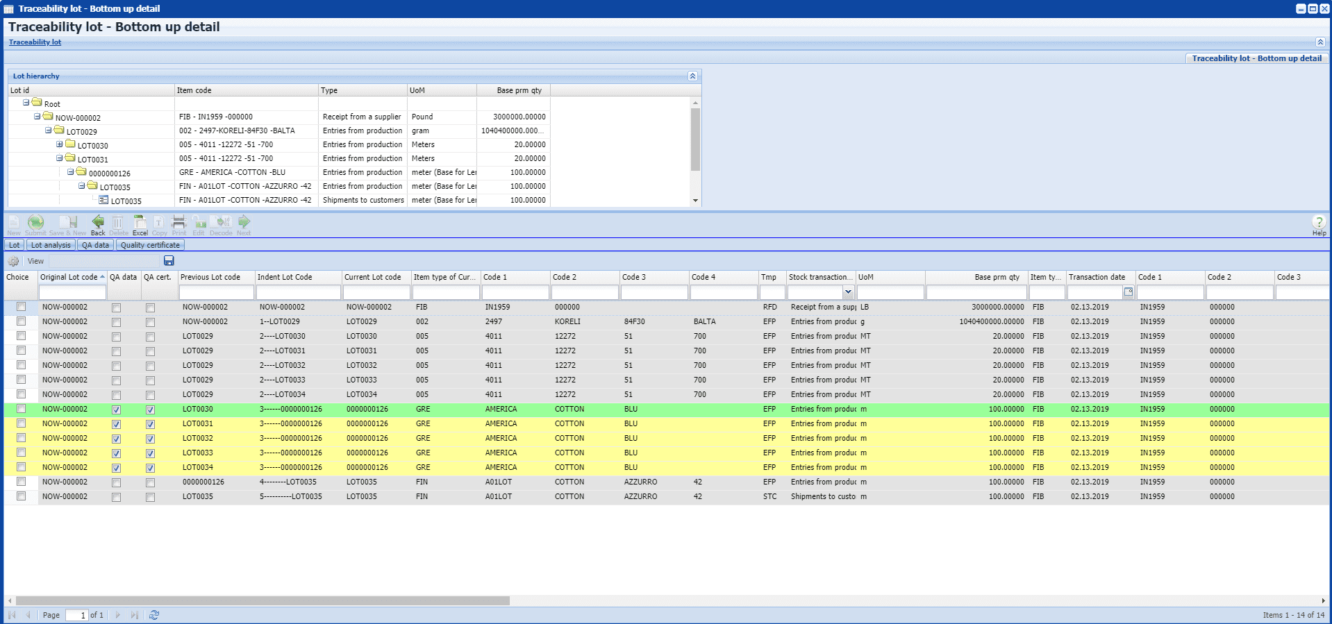 Lot Tracking - Datatex