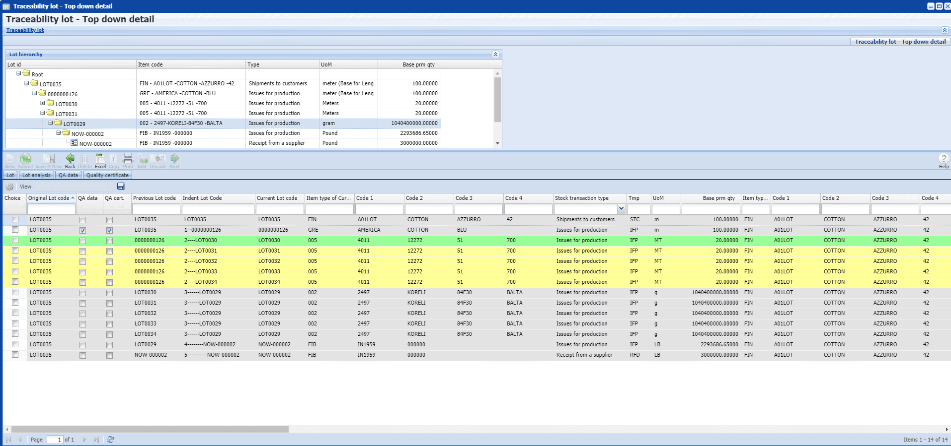 Lot Tracking - Datatex